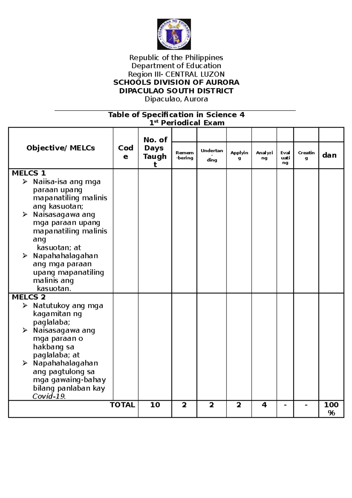 EPP 5 HE Unified Assessment 1 Final - Department of Education Region ...