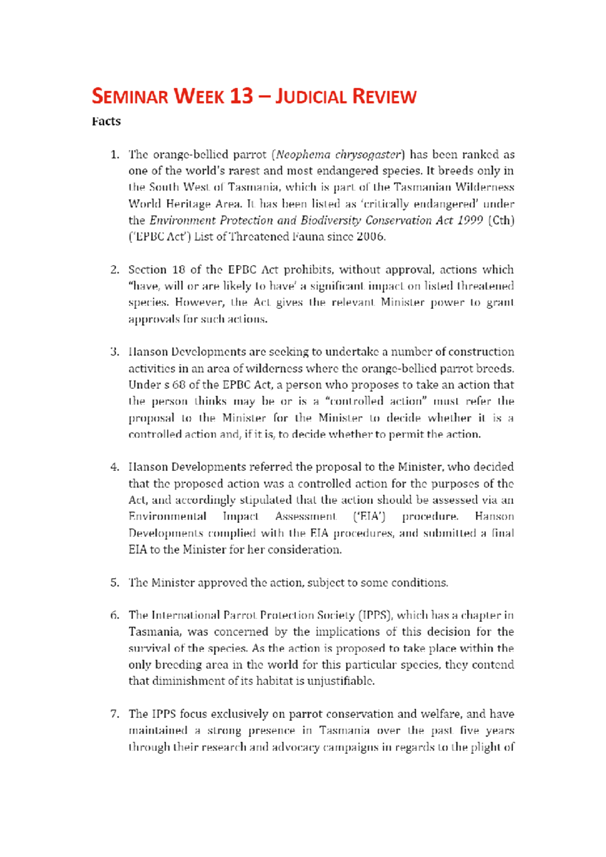 Week 13, 2019 seminar problem - LAW253 - Studocu