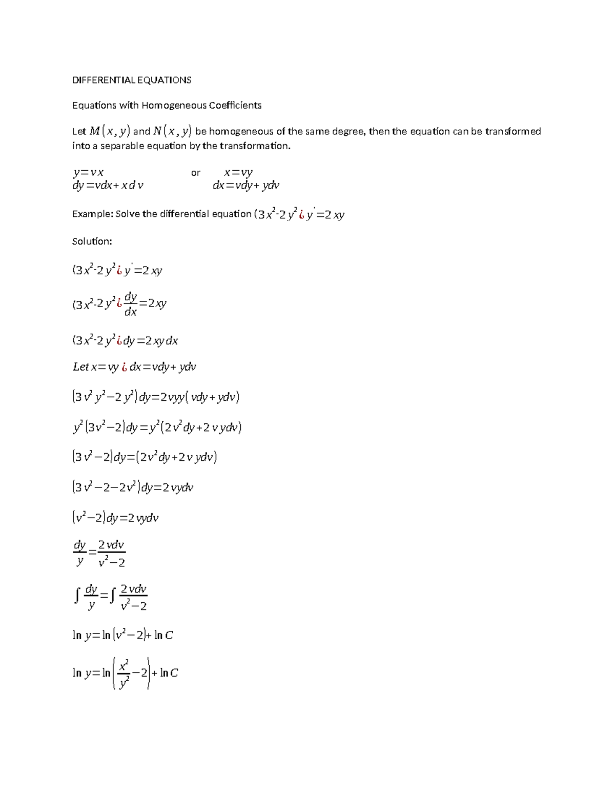 DELecture 6 Equationswith Homogeneous Coefficients 1 - DIFFERENTIAL ...