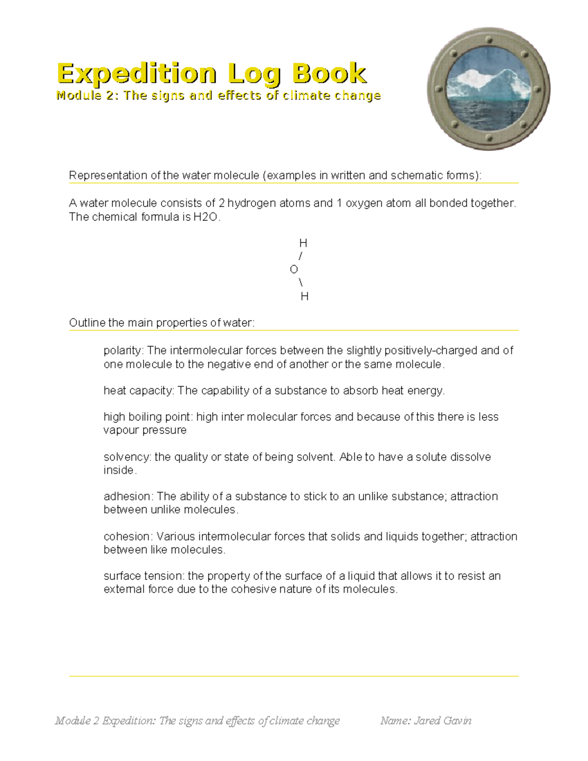 Log Book - 2 - stuff - Expedition Log BookExpedition Log Book Module 2:Module 2: The signs and ...