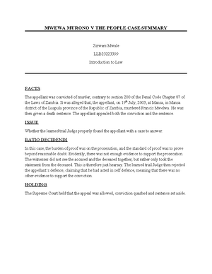 Thomas Mumba V THE People - THOMAS MUMBA V THE PEOPLE CASE SUMMARY ...