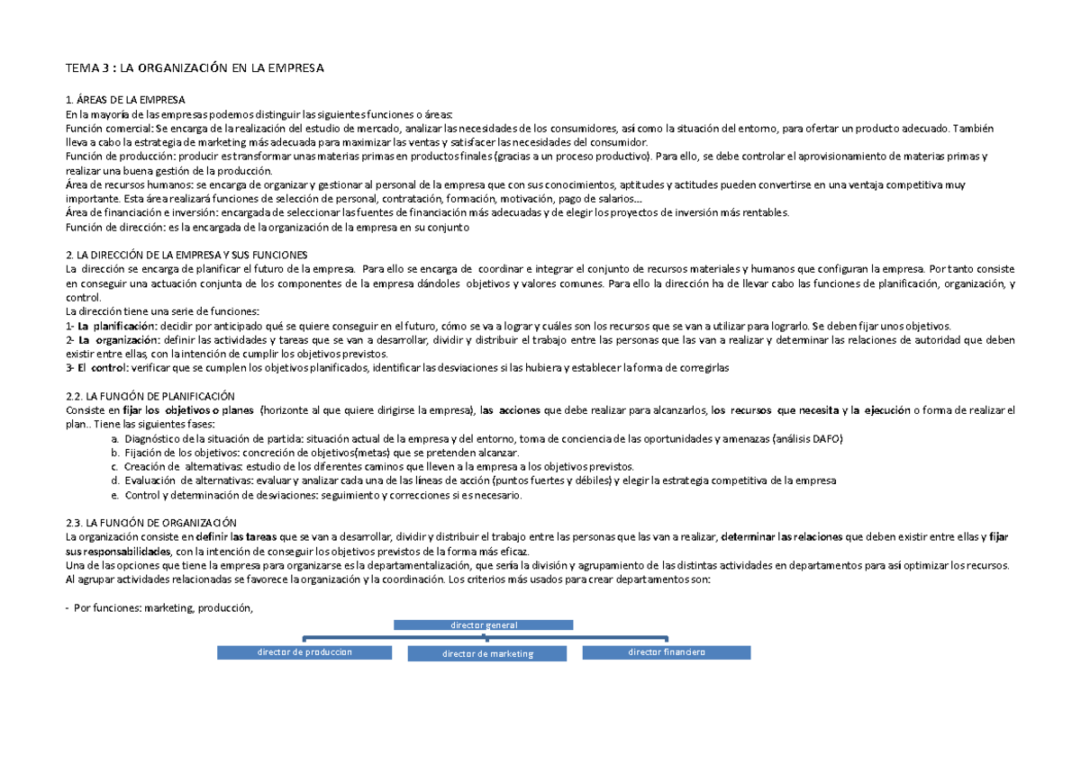TEMA 3 empresa y diseño negocios - TEMA 3 : LA ORGANIZACIÓN EN LA ...
