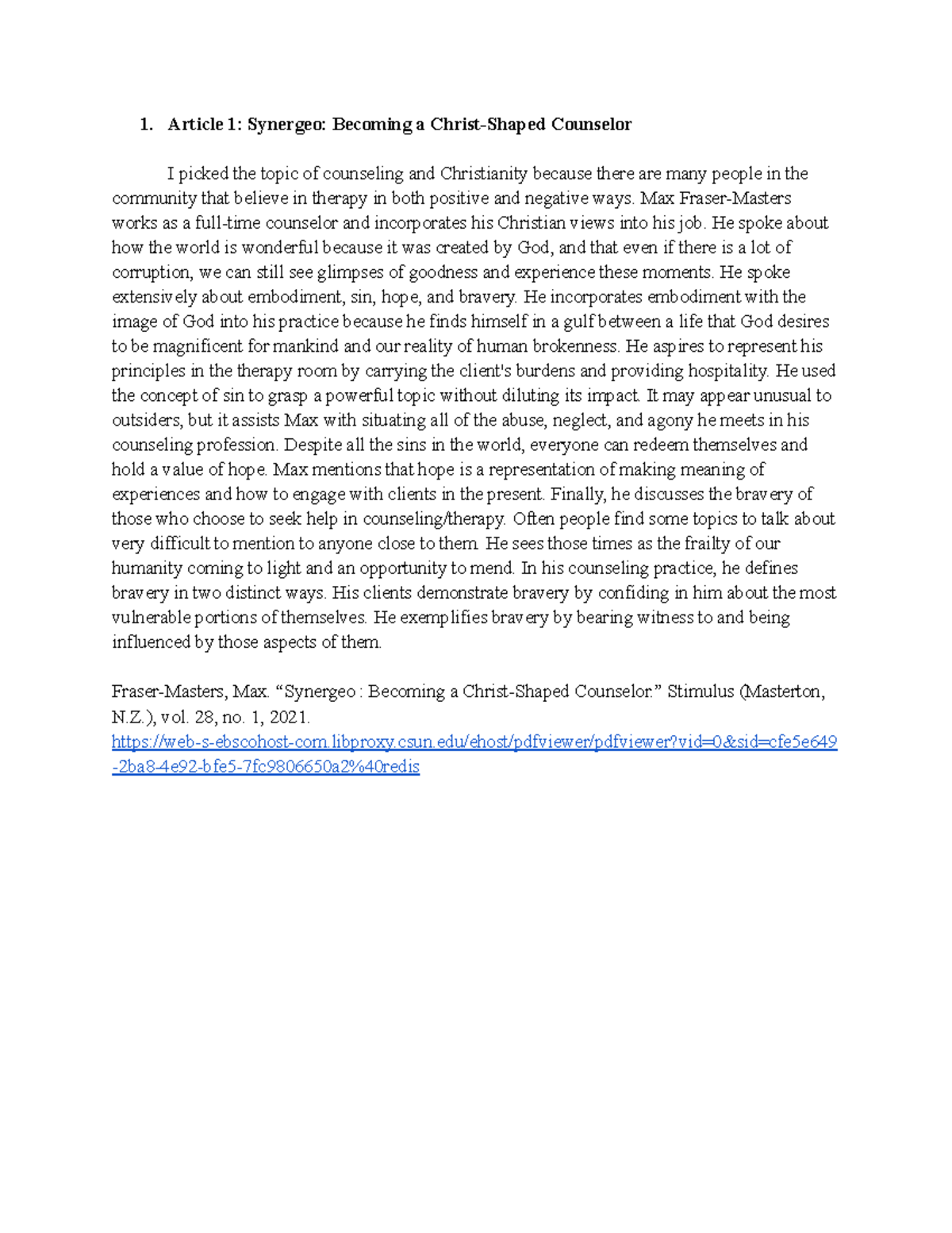 EPC 451 Research Assignment - Article 1: Synergeo: Becoming a Christ ...