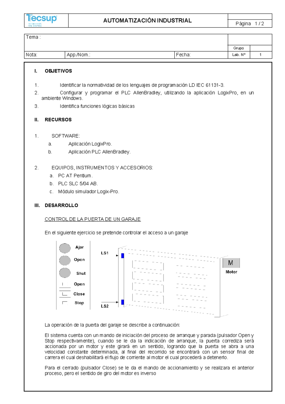 Lab 02 Funciones Logicas Basicas - Página 1 / 2 Tema : Grupo Nota: App ...
