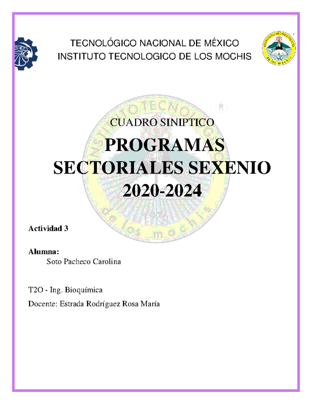 Cuadro sinoptico: programas sectoriales - TECNOL”GICO NACIONAL DE M.. INSTITUTO TECNOLOGICO DE ...
