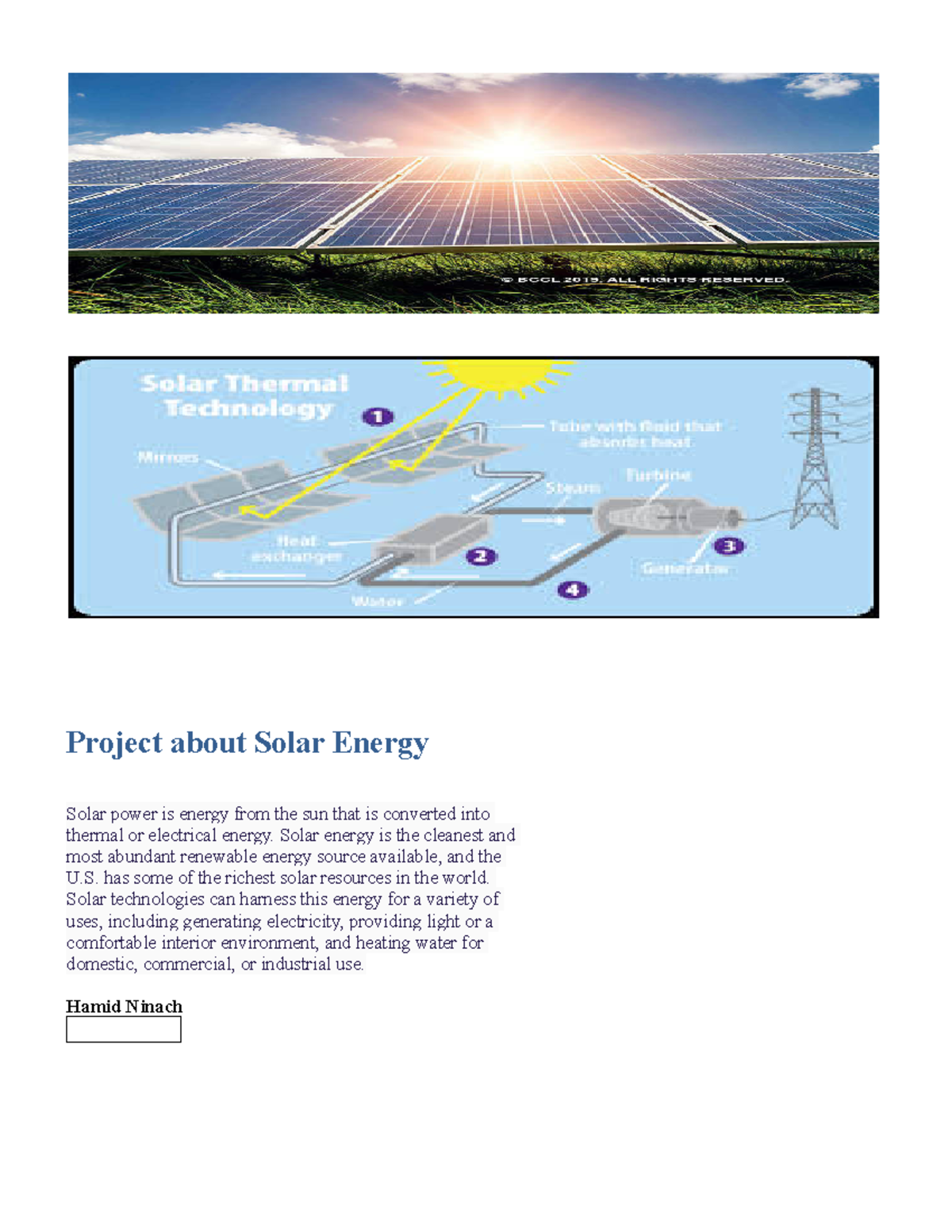 Project about Solar Energy - Project about Solar Energy Solar power is ...