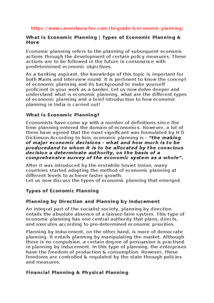 Economic Planning Introduction - Handout No. 1 Economic Planning and ...