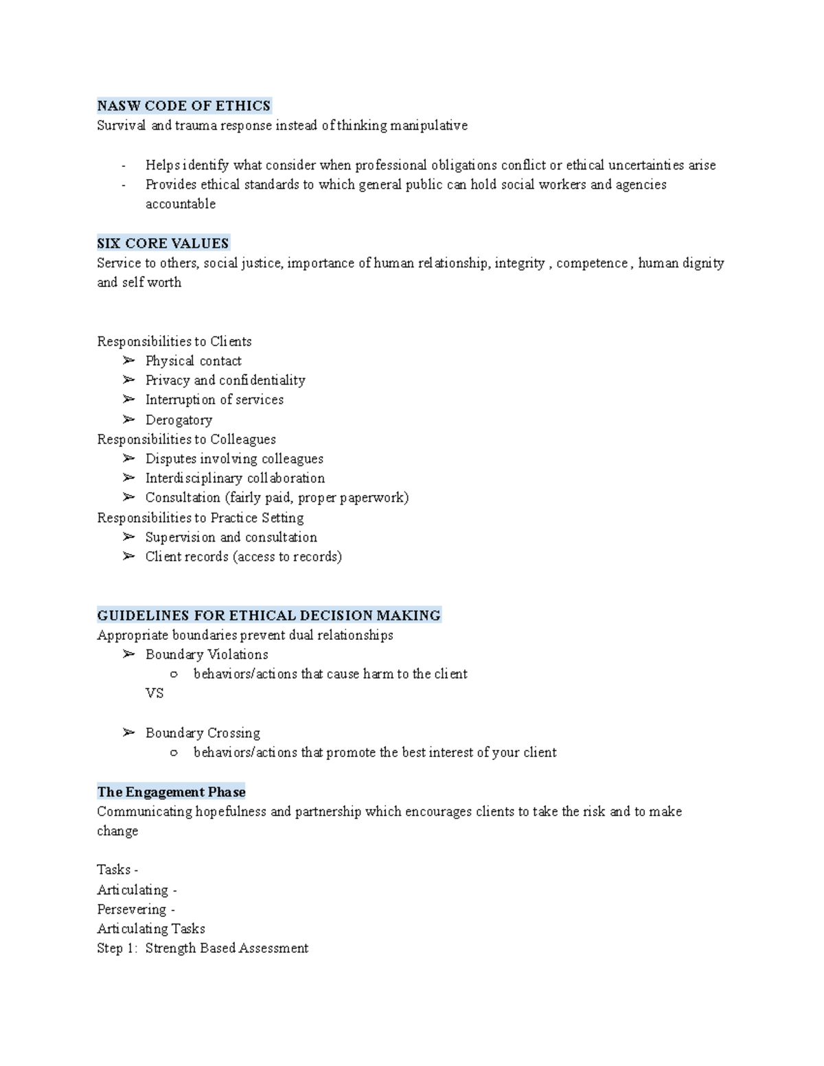 SW 321 Notes - This is the second in the sequence of practice classes ...