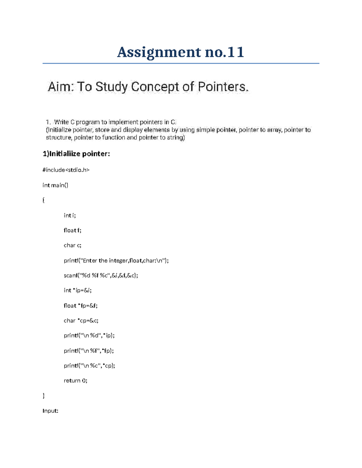 A37-Assignment 11 - Gdo txt - Assignment no. 1)Initialiize pointer: # ...