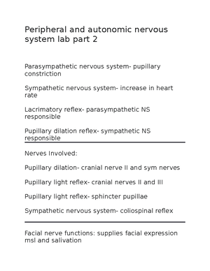 Peripheral and autonomic nervous system lab part 3 - Peripheral and ...