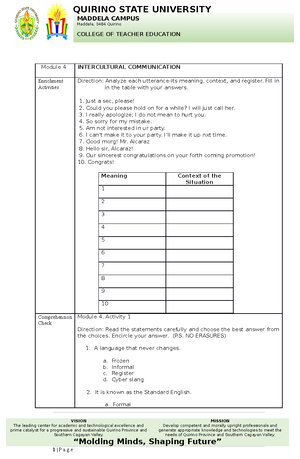 Activity - helps you - Module 3 MODES OF COMMUNICATION Enrichment ...