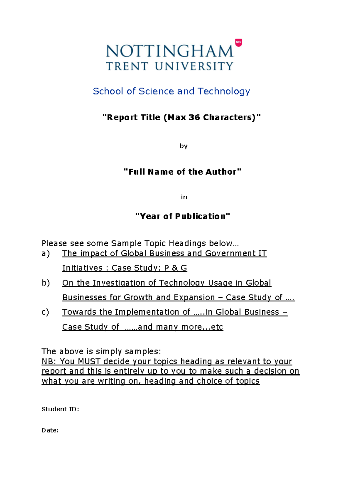 1 Sample Information-ON- Assessment 2 Report - School of Science and ...