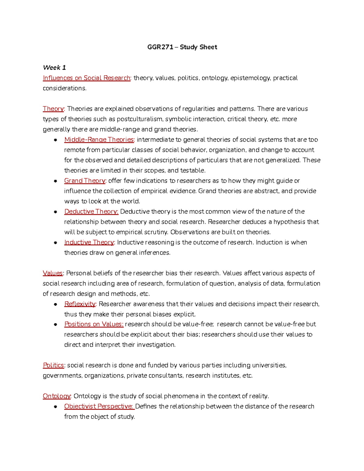 GGR271 Week 1 - Study Notes for Week 1 - GGR271 – Study Sheet Week 1 ...