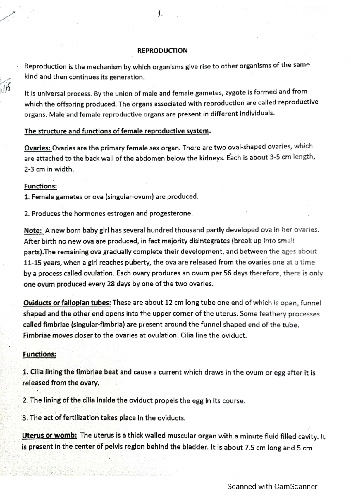 Reproduction - Human biology igcse edexcel - CamScanner CamScanner ...