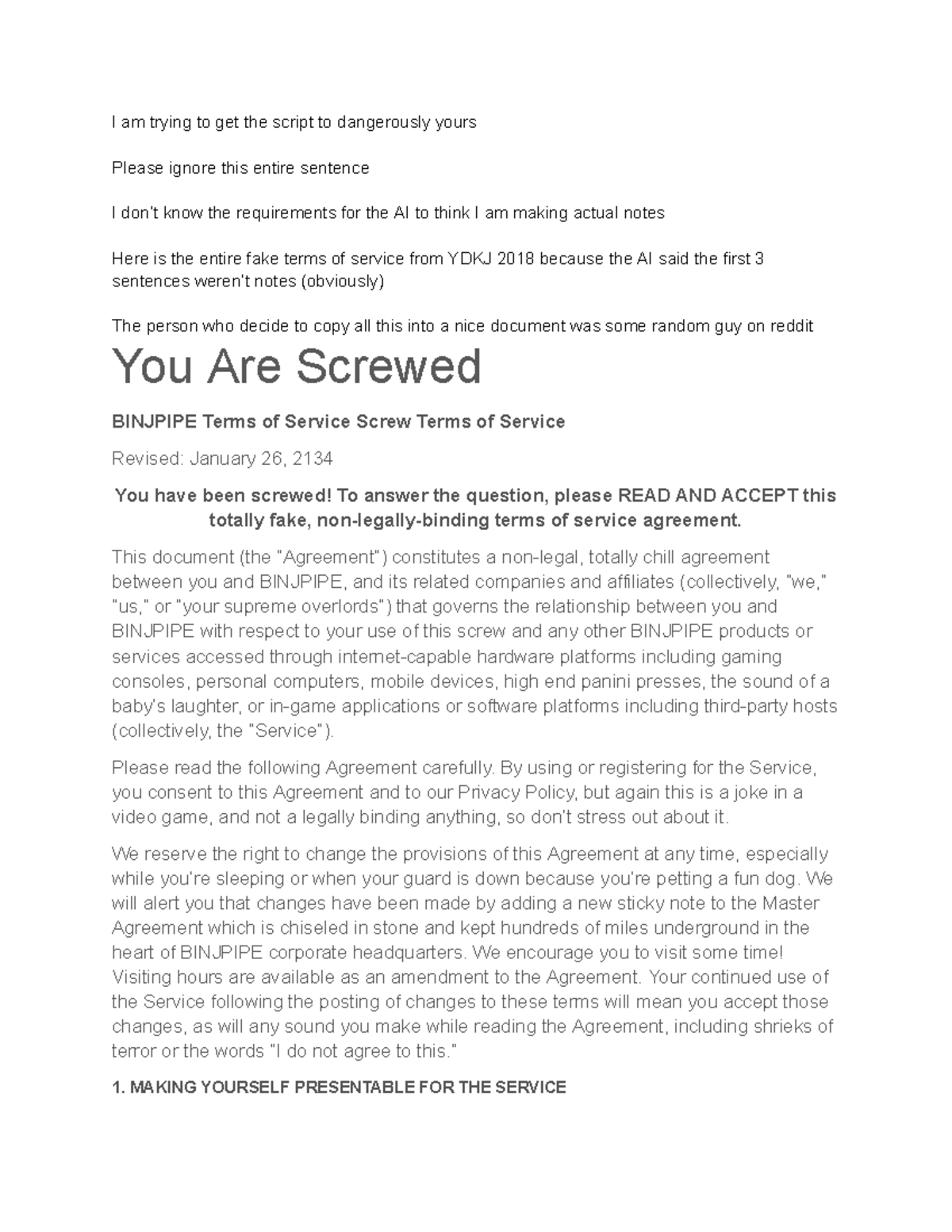 Fake notes - This is just so I can unlock some random document, this ...