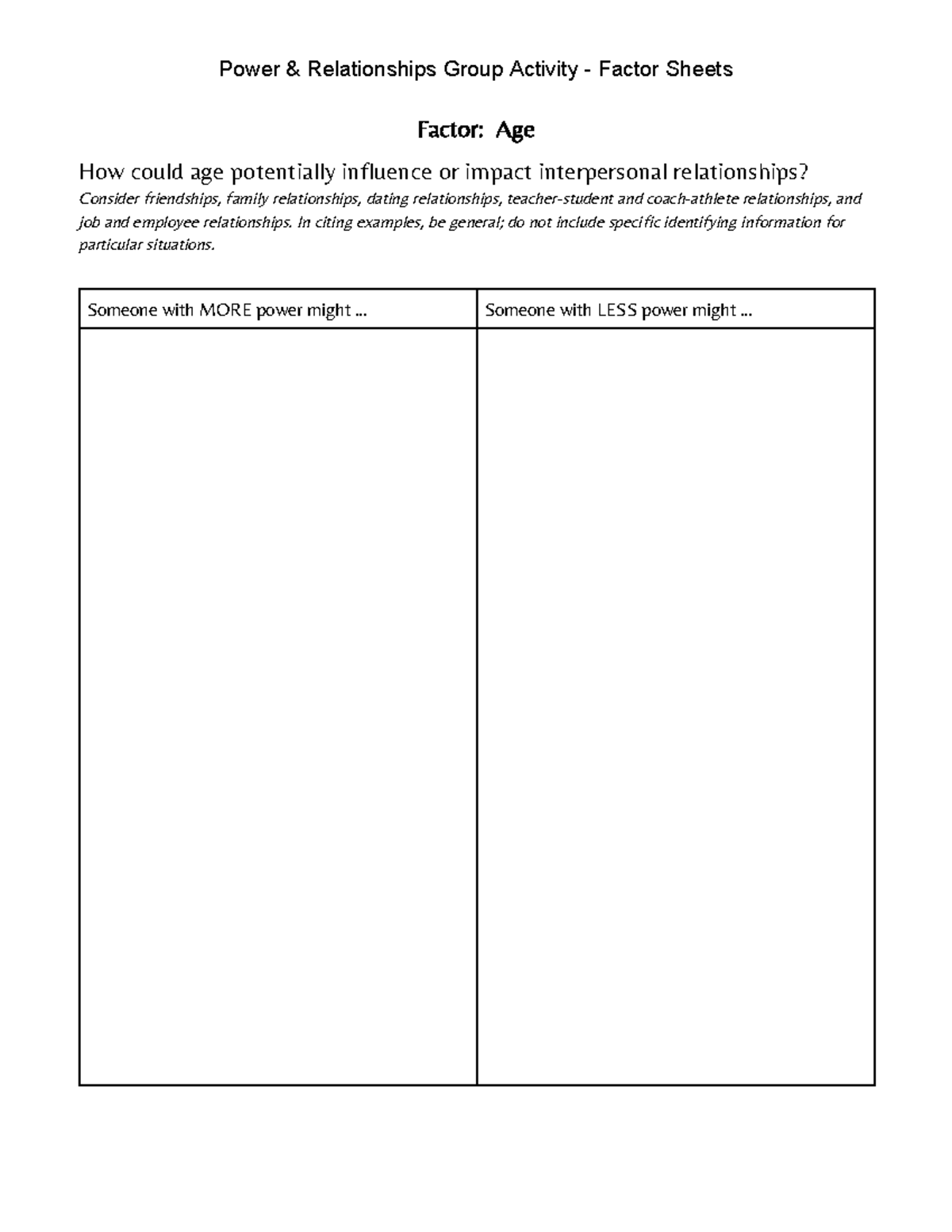 C. HS Health 2 Unit 7 Lesson 2 Power & Relationships Group Activity ...