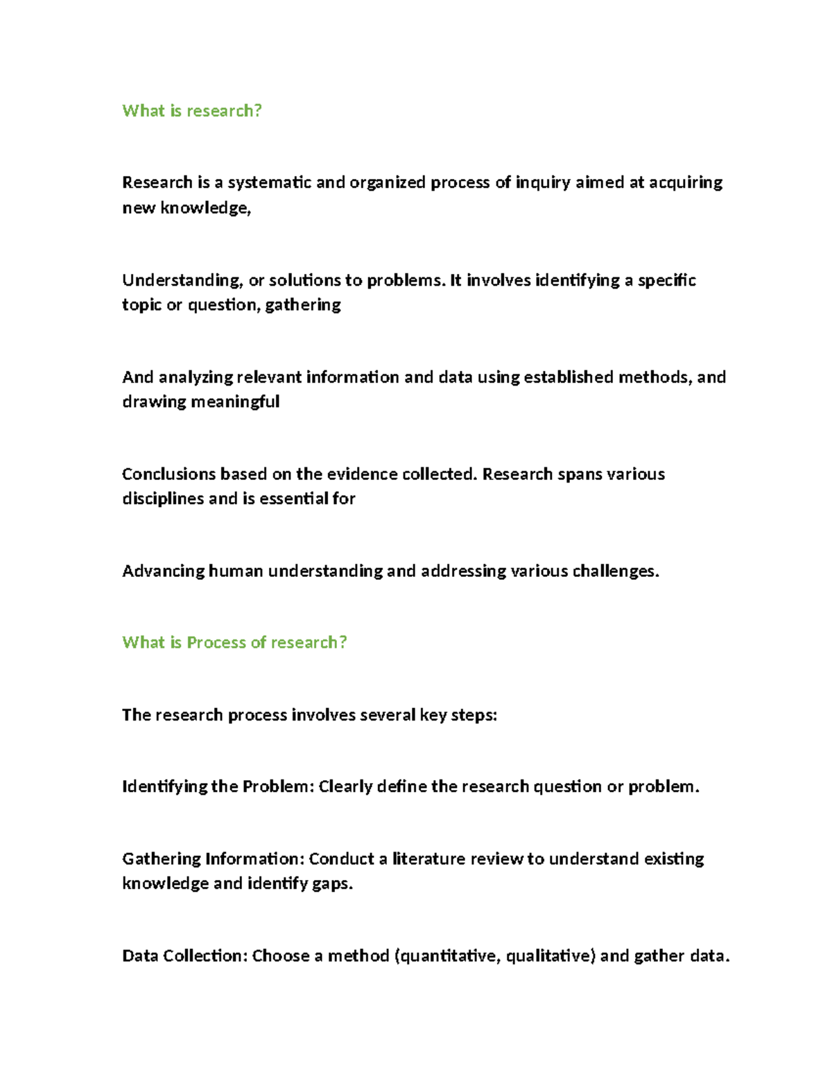 Test today - What is research? Research is a systematic and organized ...