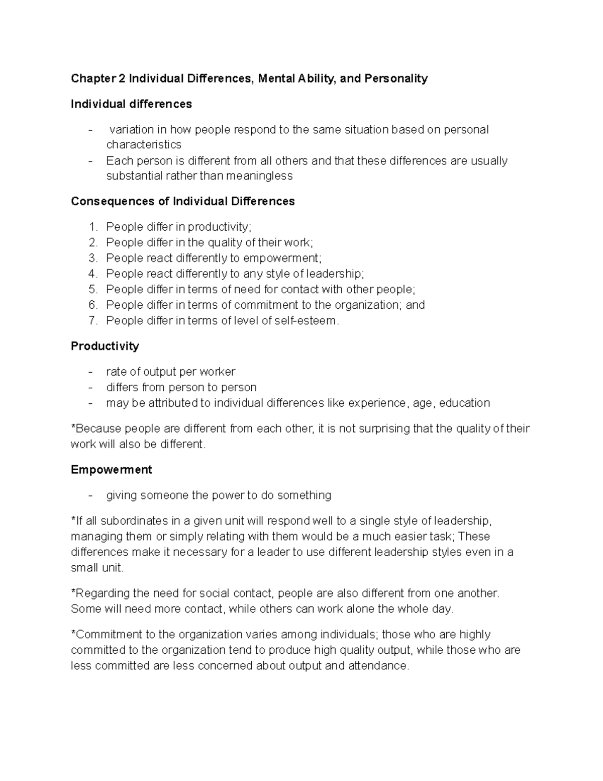 Chapter 2 - human behavior - Chapter 2 Individual Differences, Mental ...