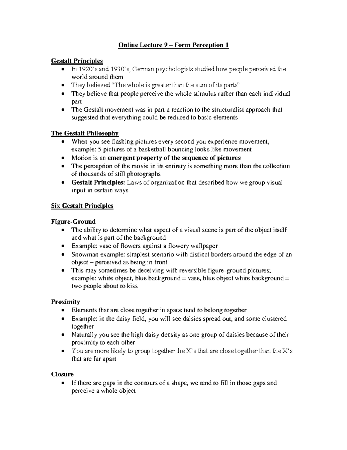 Online Lecture 9 - Form Perception 1 - Online Lecture 9 – Form ...