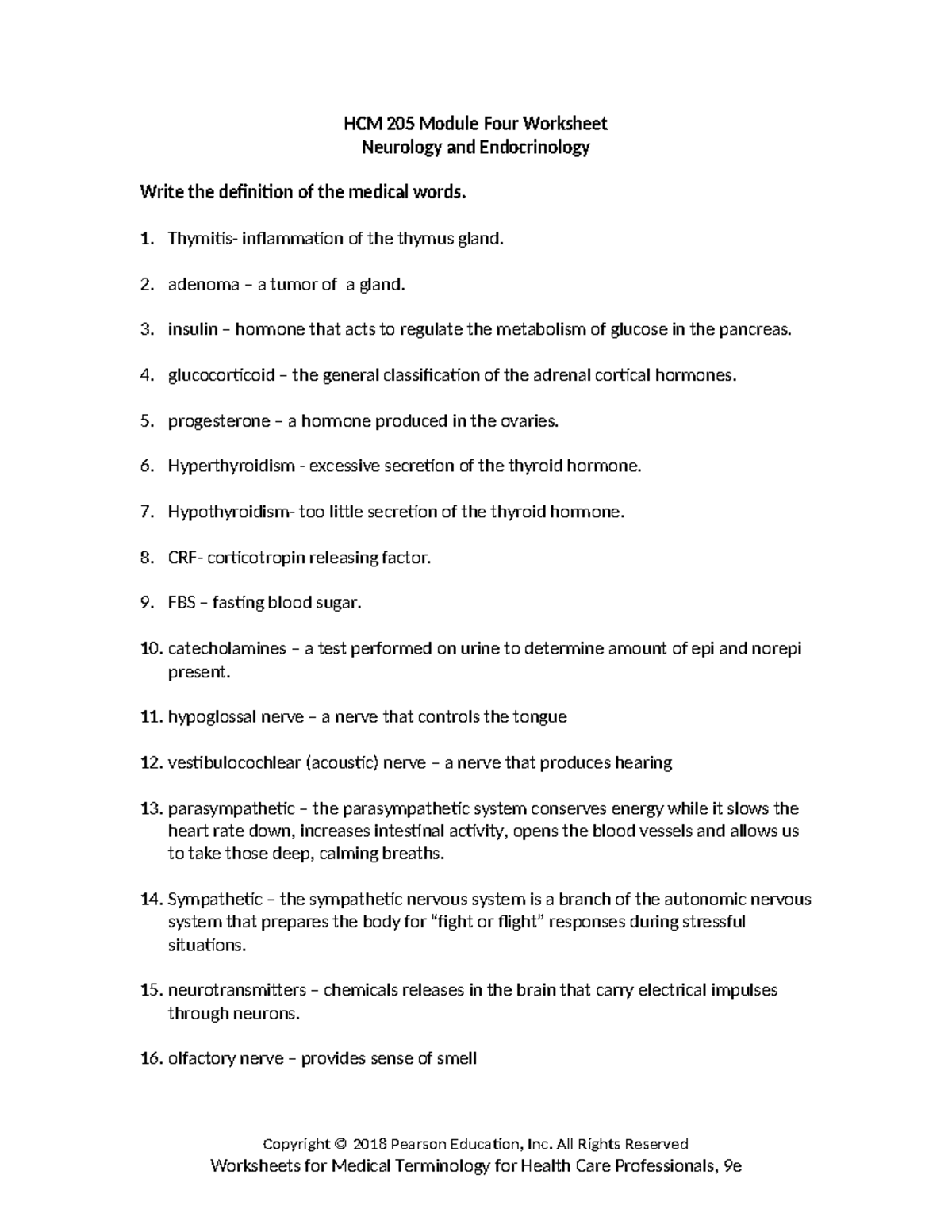 HCM 205 Module Four Worksheet - HCM 205 Module Four Worksheet Neurology ...