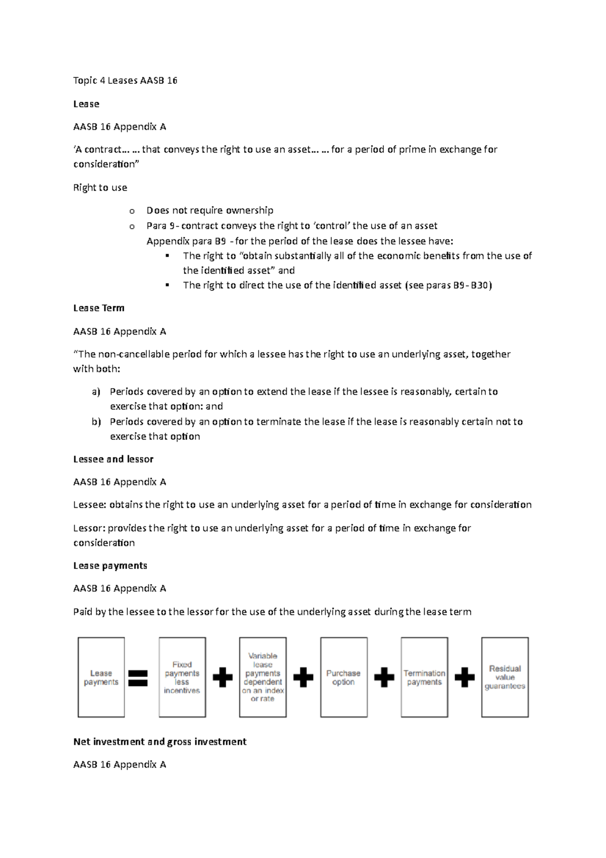 Topic 4 Leases AASB 16 - ACCTING 2501 - Adelaide University - Studocu