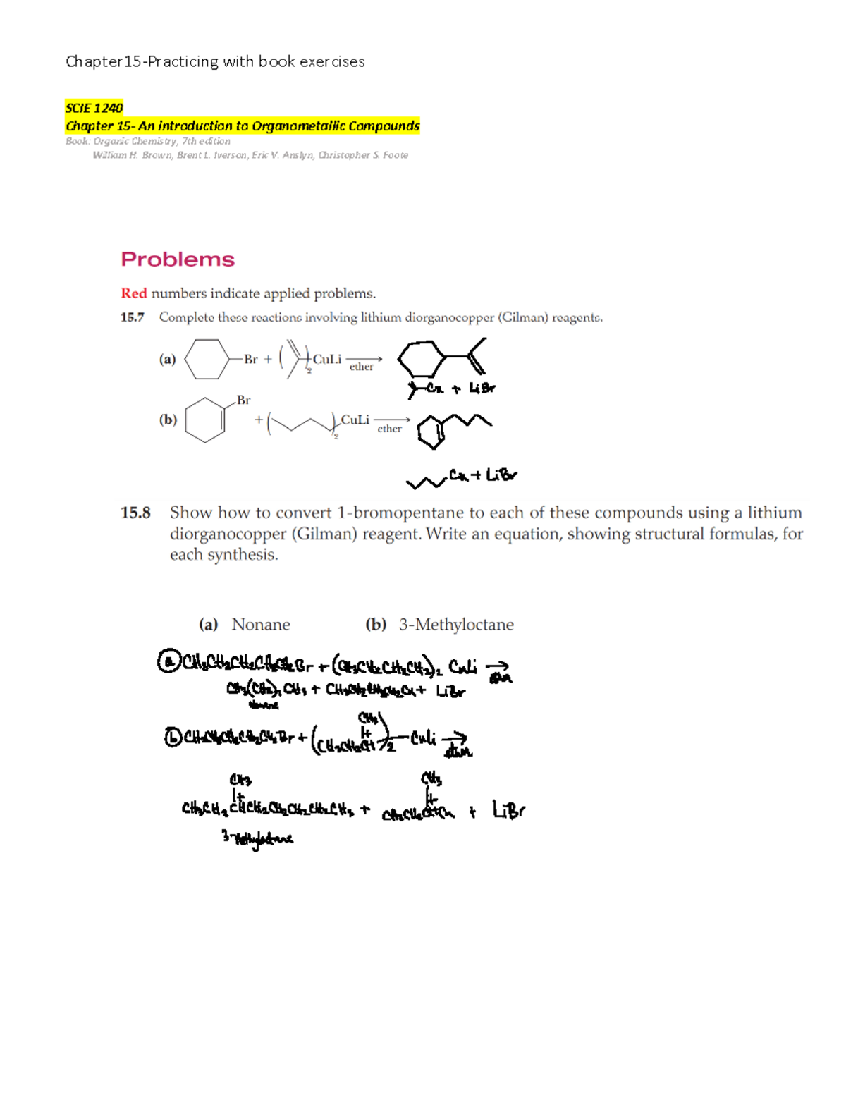 Organic Chemistry II-Chapter 15 An Introduction to Organometallic ...