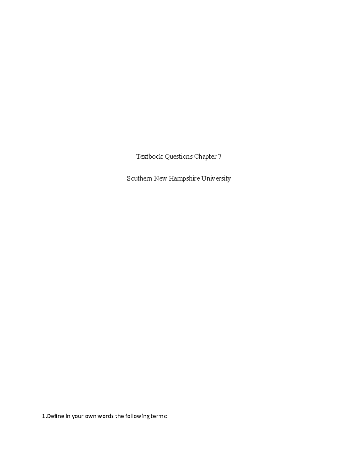 Chapter 7 Textbook Questions - Textbook Questions Chapter 7 Southern ...