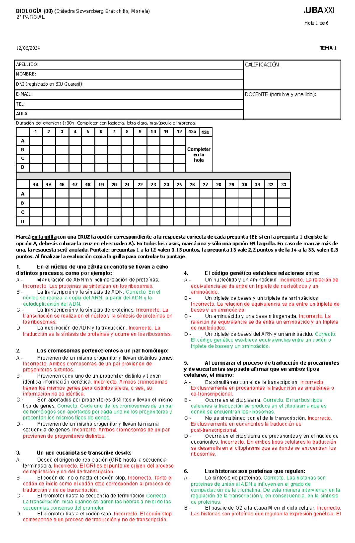 2P1C 2024 tema1 claves - 2° PARCIAL Hoja 1 de 6 12/06/2024 TEMA 1 ...