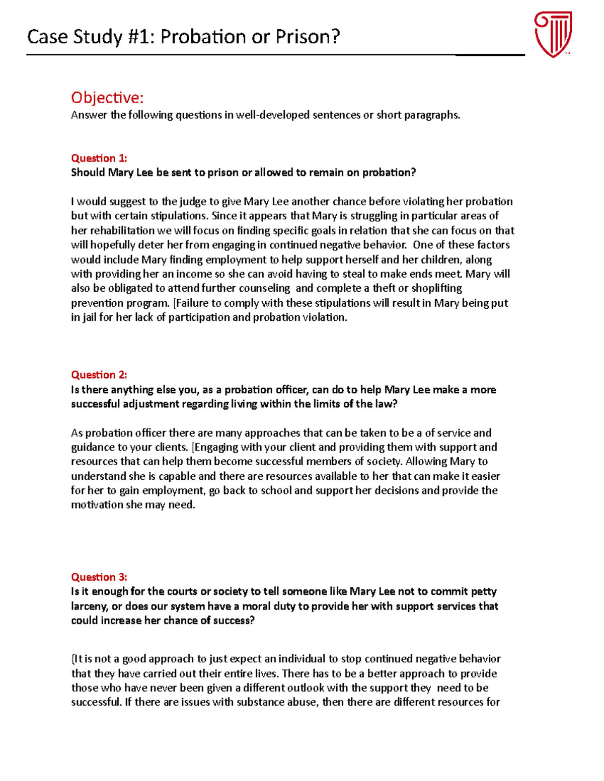 CRJ220-case Study- Dustin Parsons - Case Study #1: Probation or Prison ...