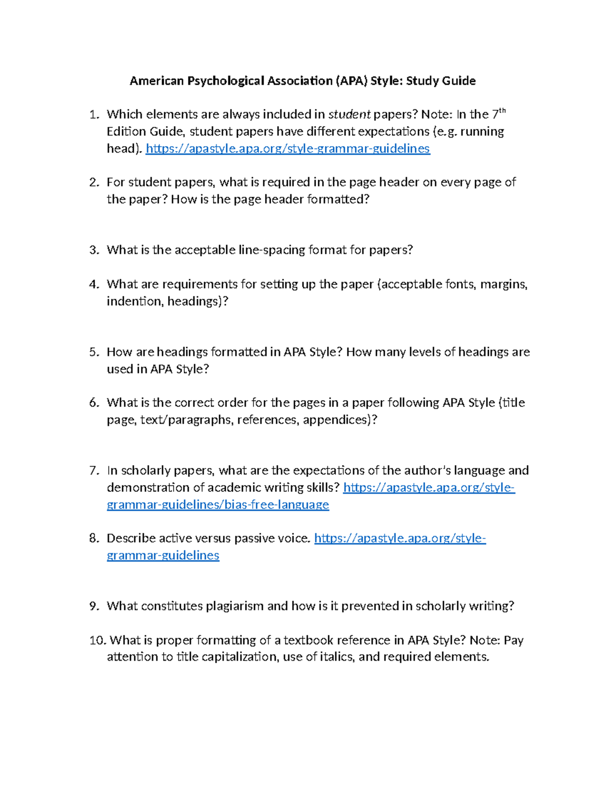 APA Study Guide - American Psychological Association (APA) Style: Study ...