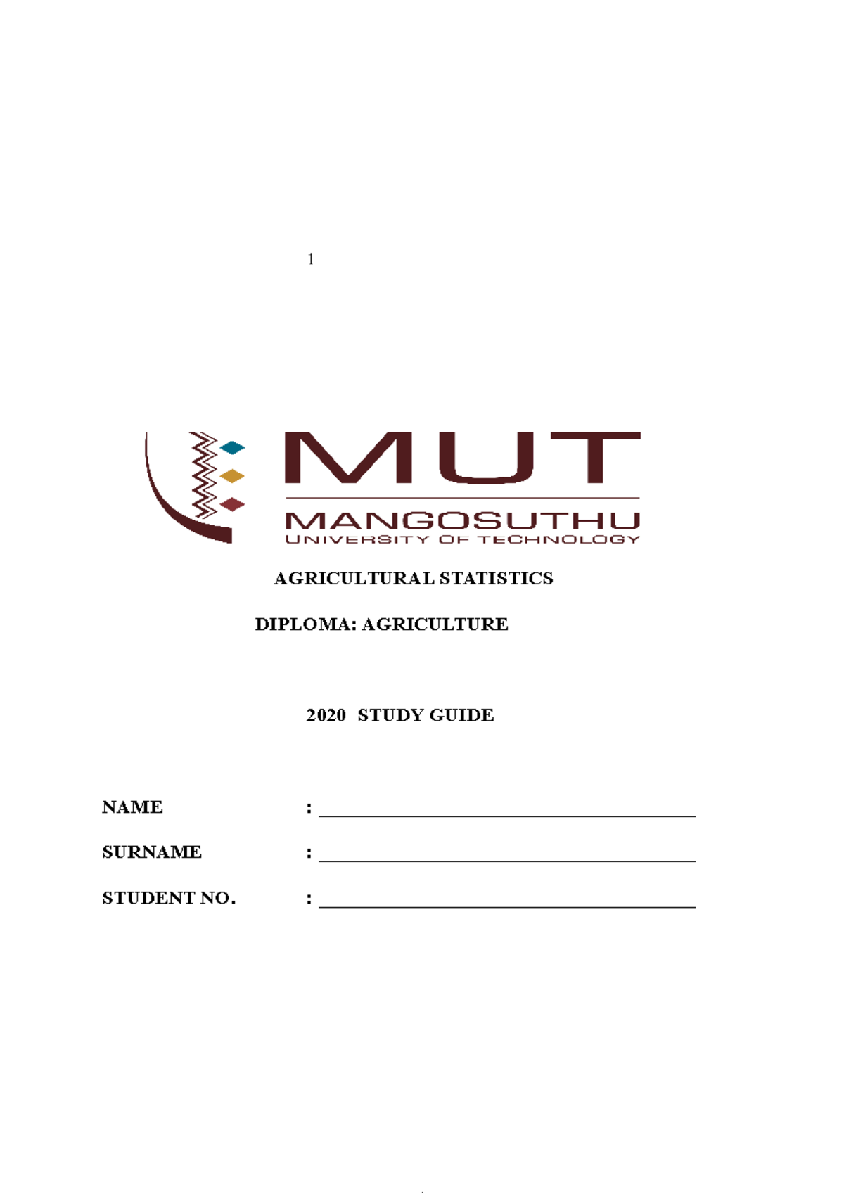 New Module Guide (Agricultural Statistics ) - 1 DEPARTMENT OF ...