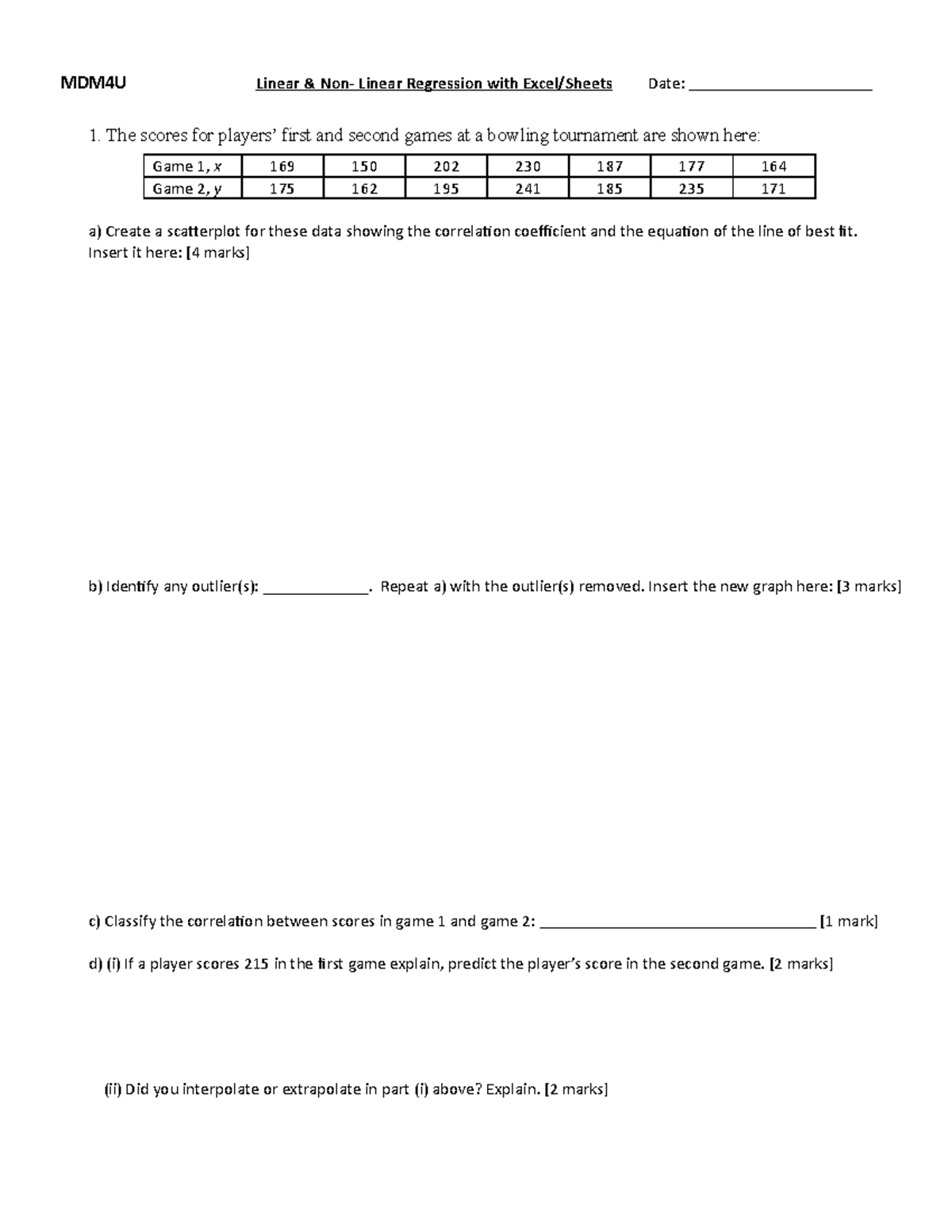 3.3X Regression Assignment Q4 - MDM4U Linear & Non- Linear Regression ...