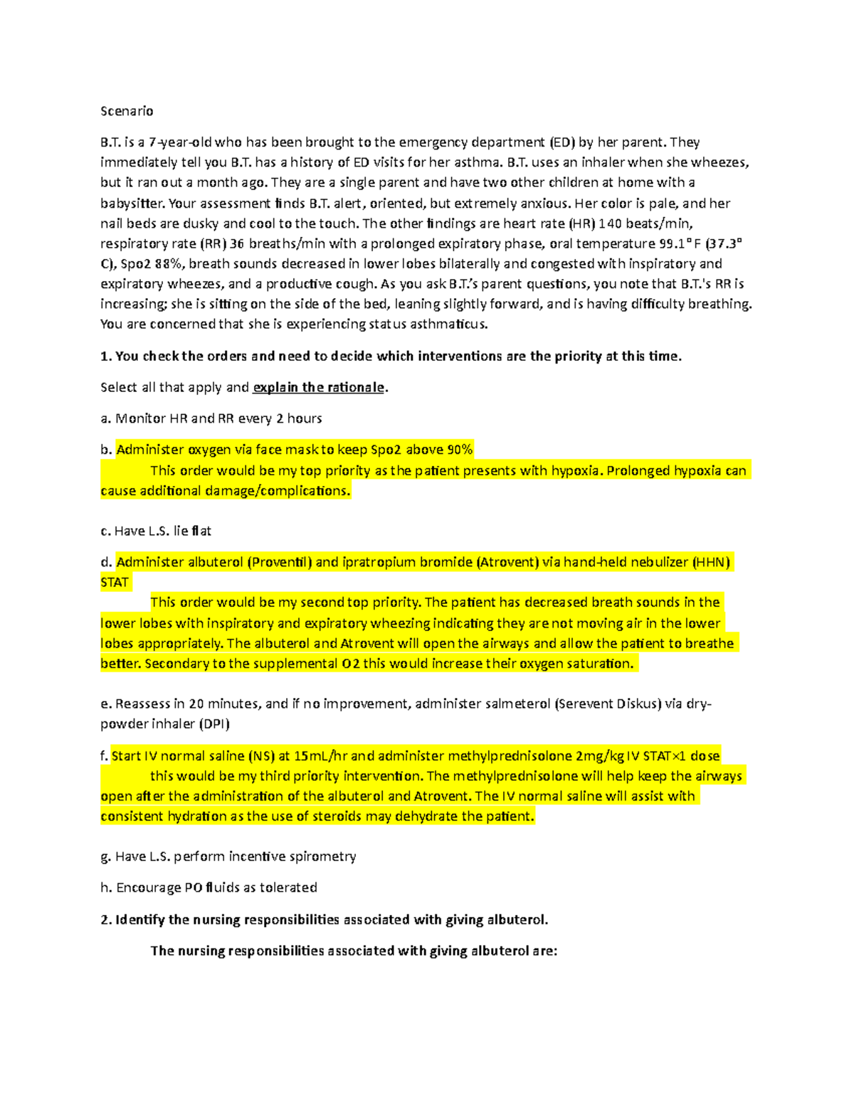 Prioritization Case Study Scenario B Is A 7 year old Who Has Been