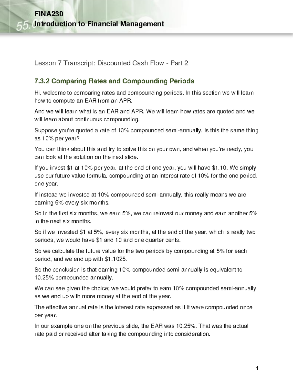 FINA230 Lesson 07 03 02 ts - Introduction to Financial Management ...