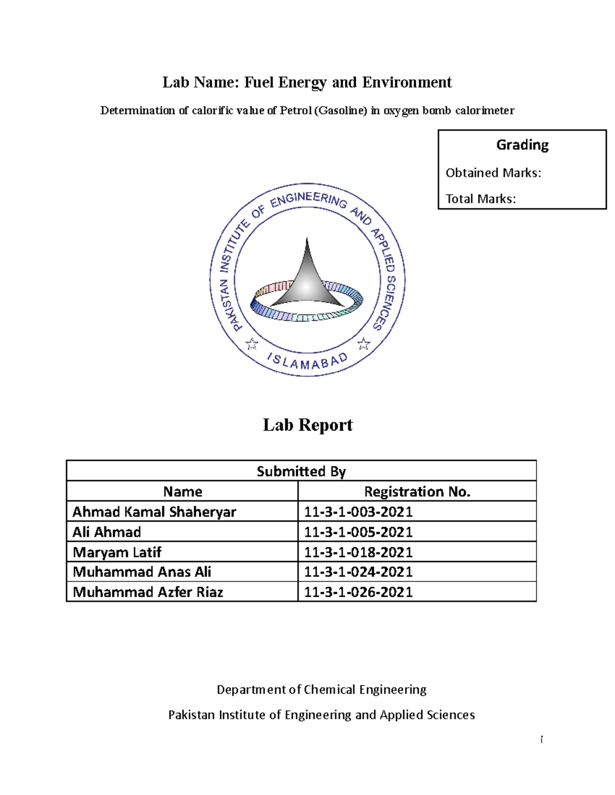 Oxygen Bomb Calorimeter - Lab Name: Fuel Energy and Environment ...