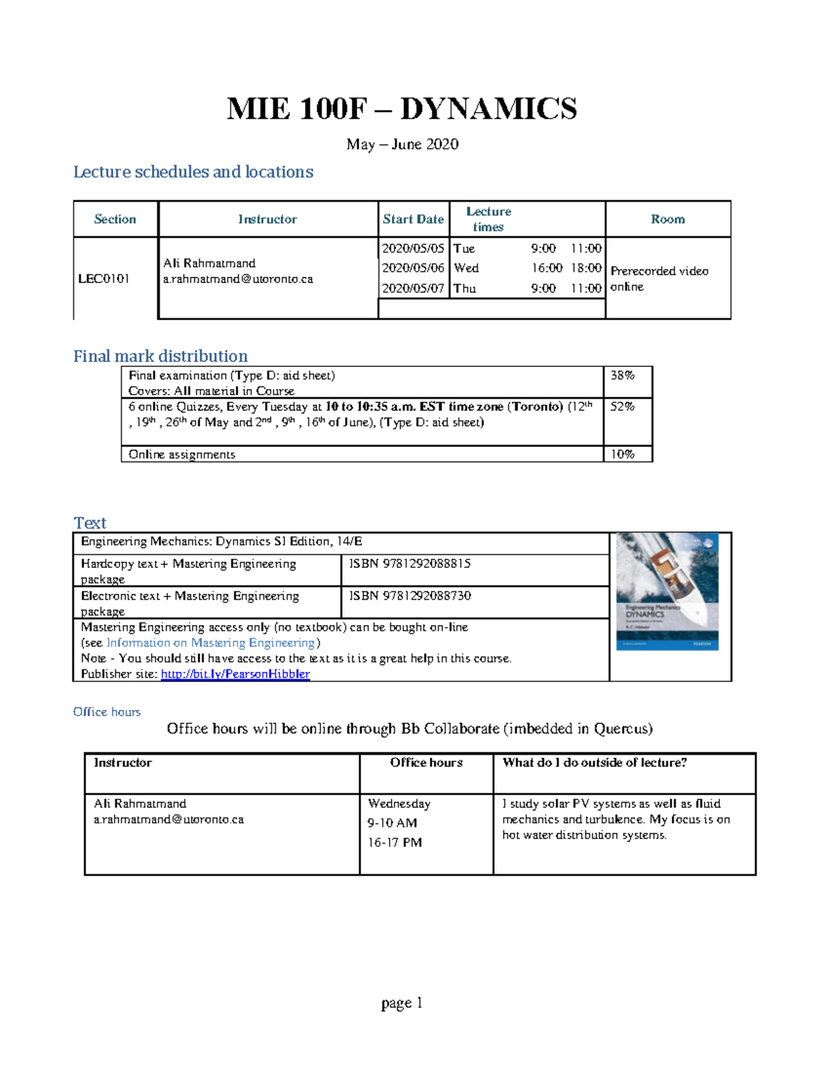MIE100 - Syllabus 2020 Summer 2 - Warning: TT: undefined function: 32 ...