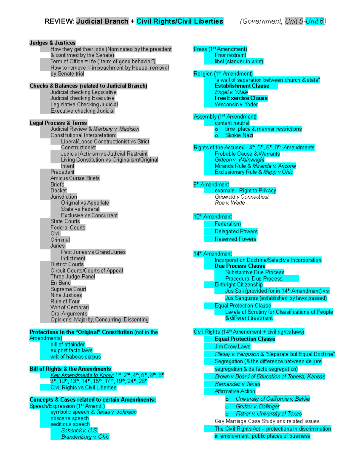 Judicial Branch Review - Student - REVIEW: Judicial Branch + Civil ...
