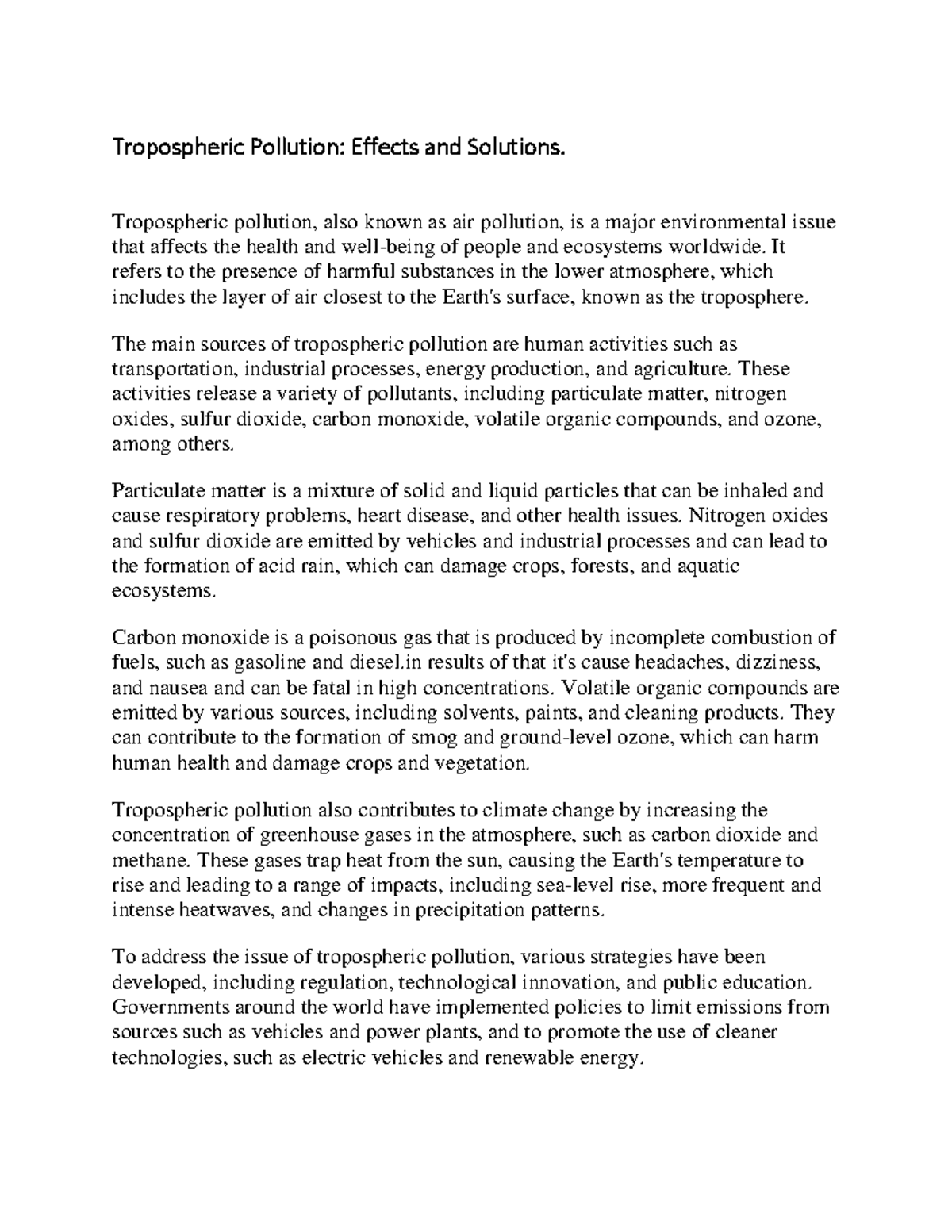 Tropospheric Pollution - Tropospheric pollution, also known as air ...