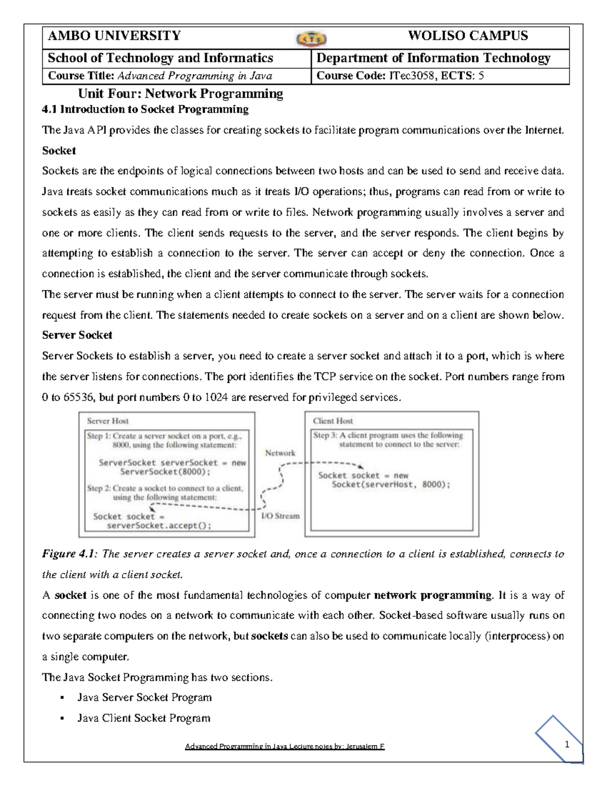 APJ-H-U4 - core - Unit Four: Network Programming 4 Introduction to ...