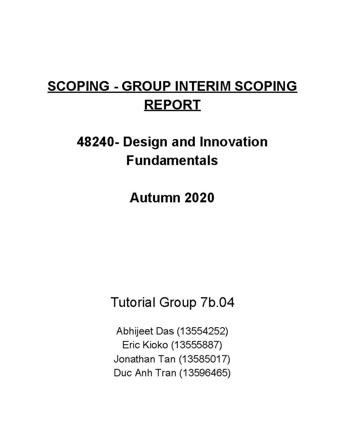 D&IF - Scoping Assessment - SCOPING - GROUP INTERIM SCOPING REPORT ...