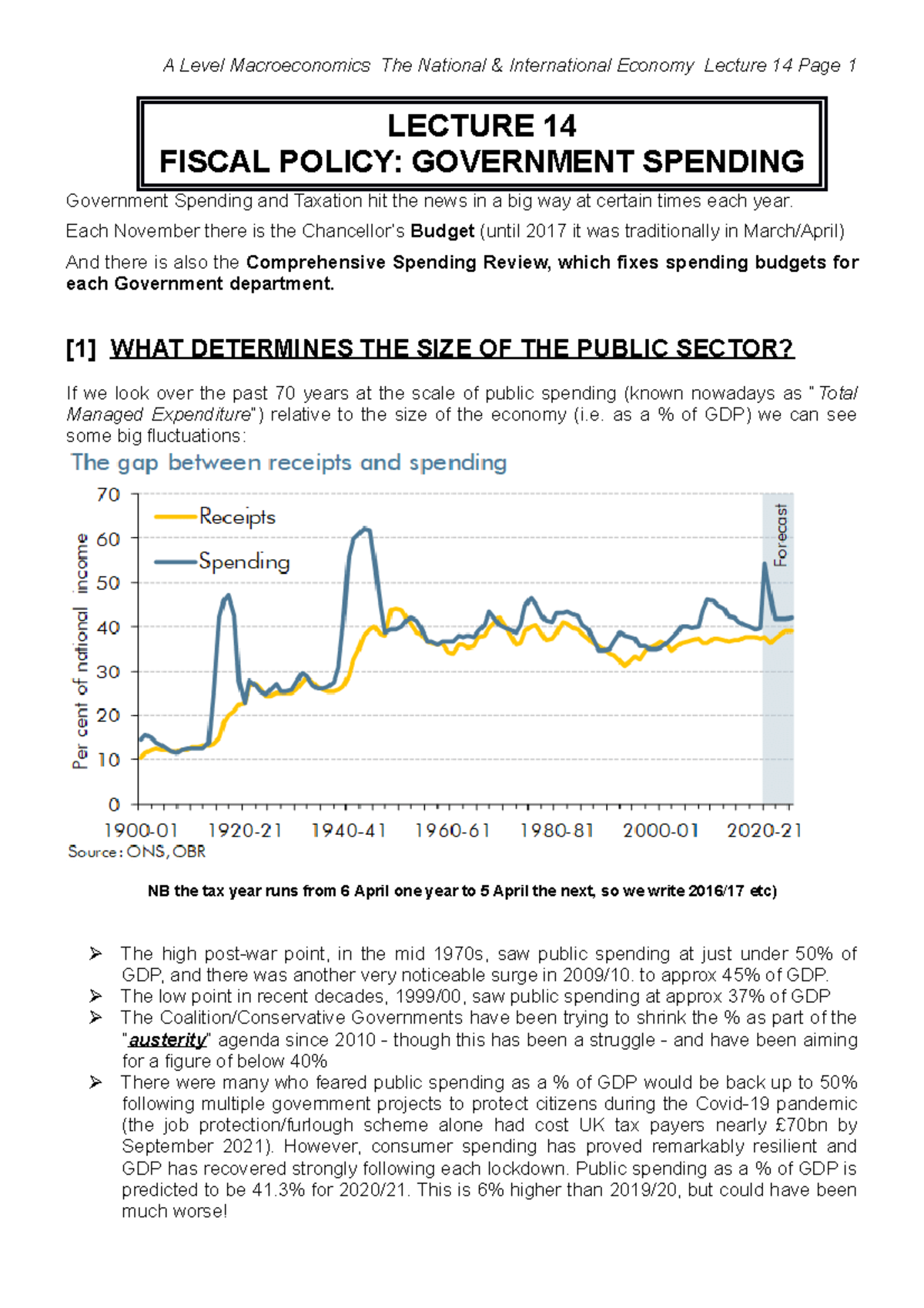 Lecture 14 Fiscal Policy Government Spending - Government Spending and ...