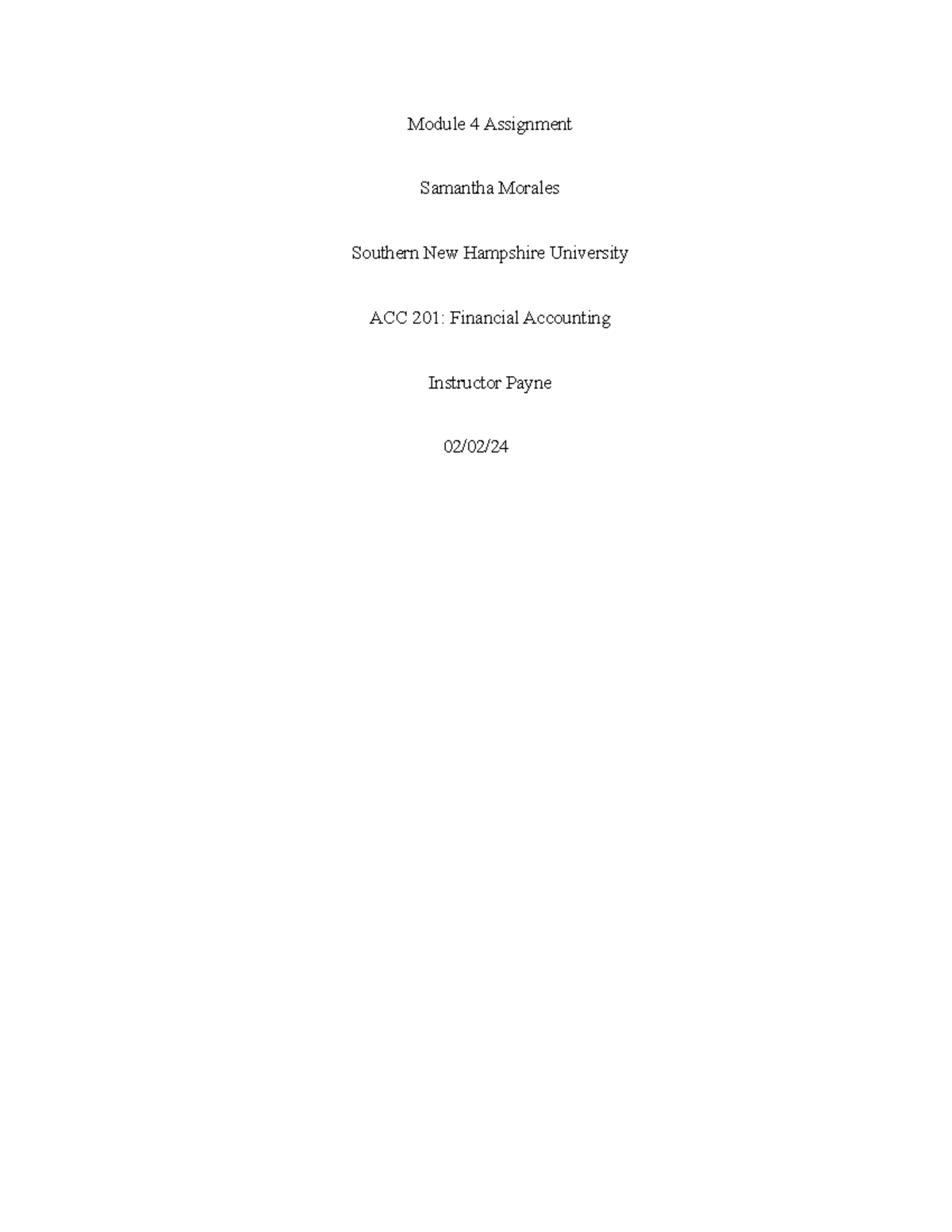 Module 4 Assignment - Module 4 Assignment Samantha Morales Southern New ...