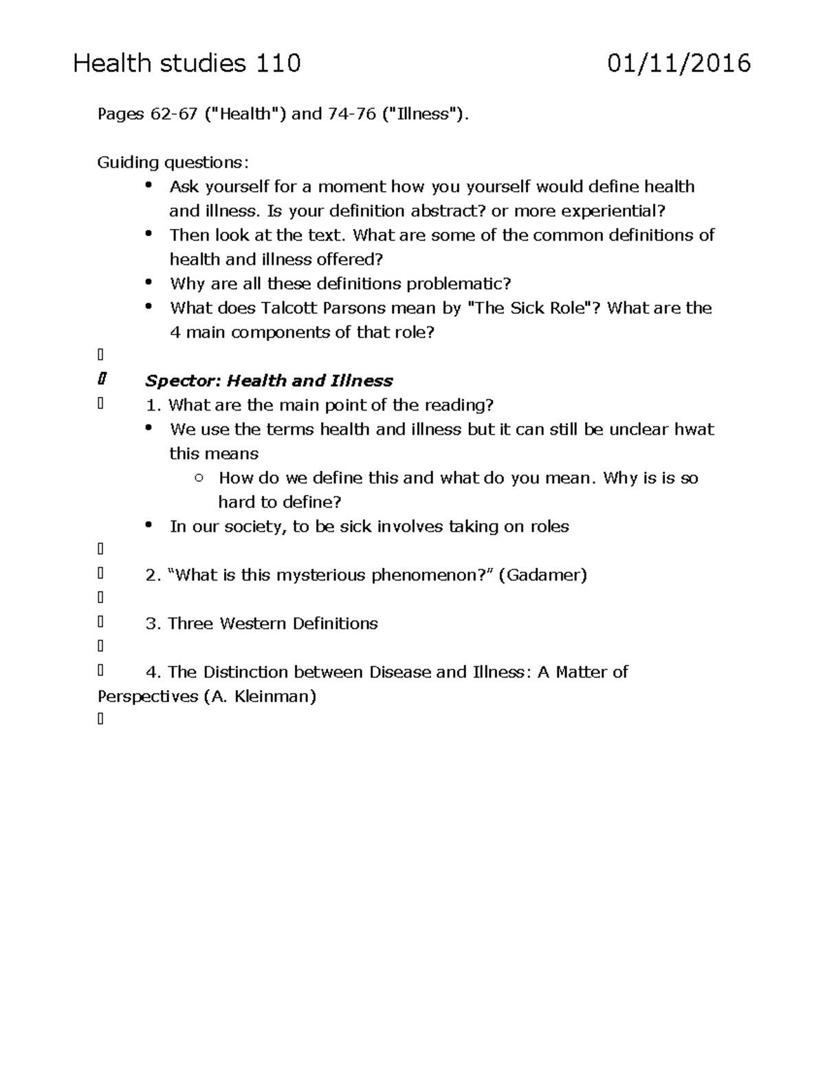 Health studies 110 Notes - Health studies 110 Pages and Guiding ...