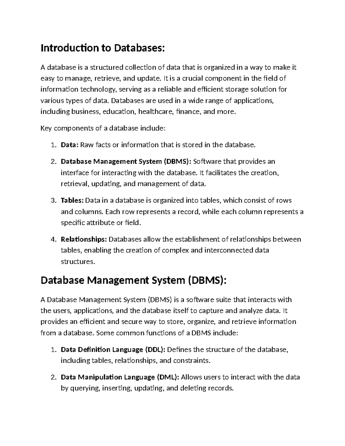 Database Syatem - ghjlkjhkjbjkjnk - Introduction to Databases: A ...