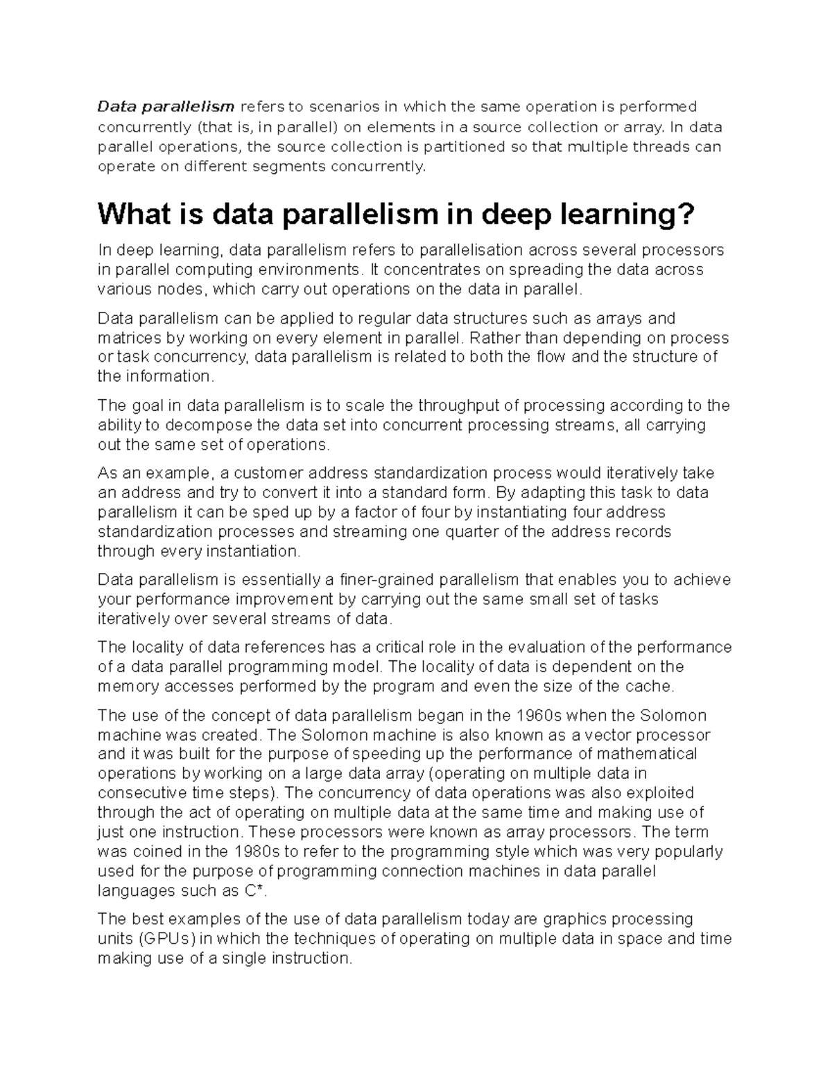 Data parallelism - Data Visualization - Data parallelism refers to ...