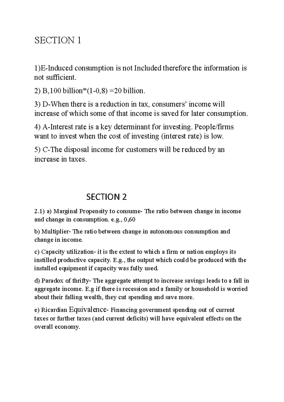 Tutorial 5 Questions and Answers 2022 - SECTION 1 1)E-Induced ...