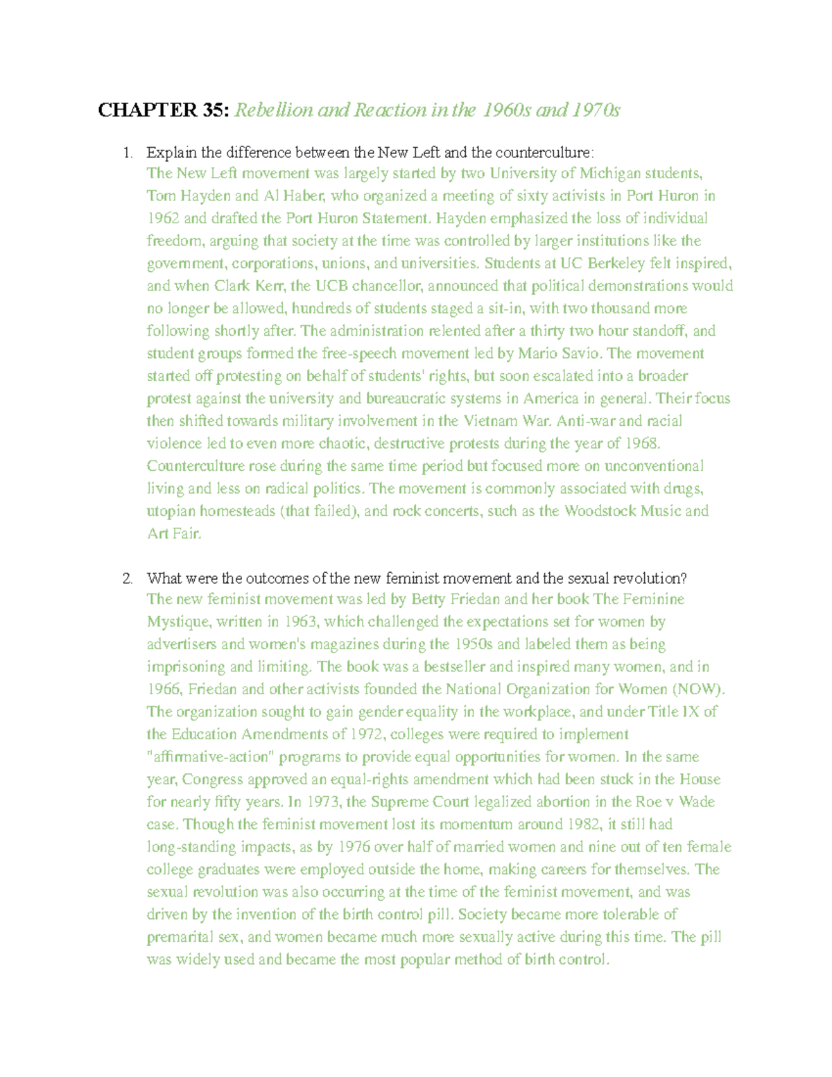 Chapter 35 HW Questions - CHAPTER 35: Rebellion and Reaction in the ...