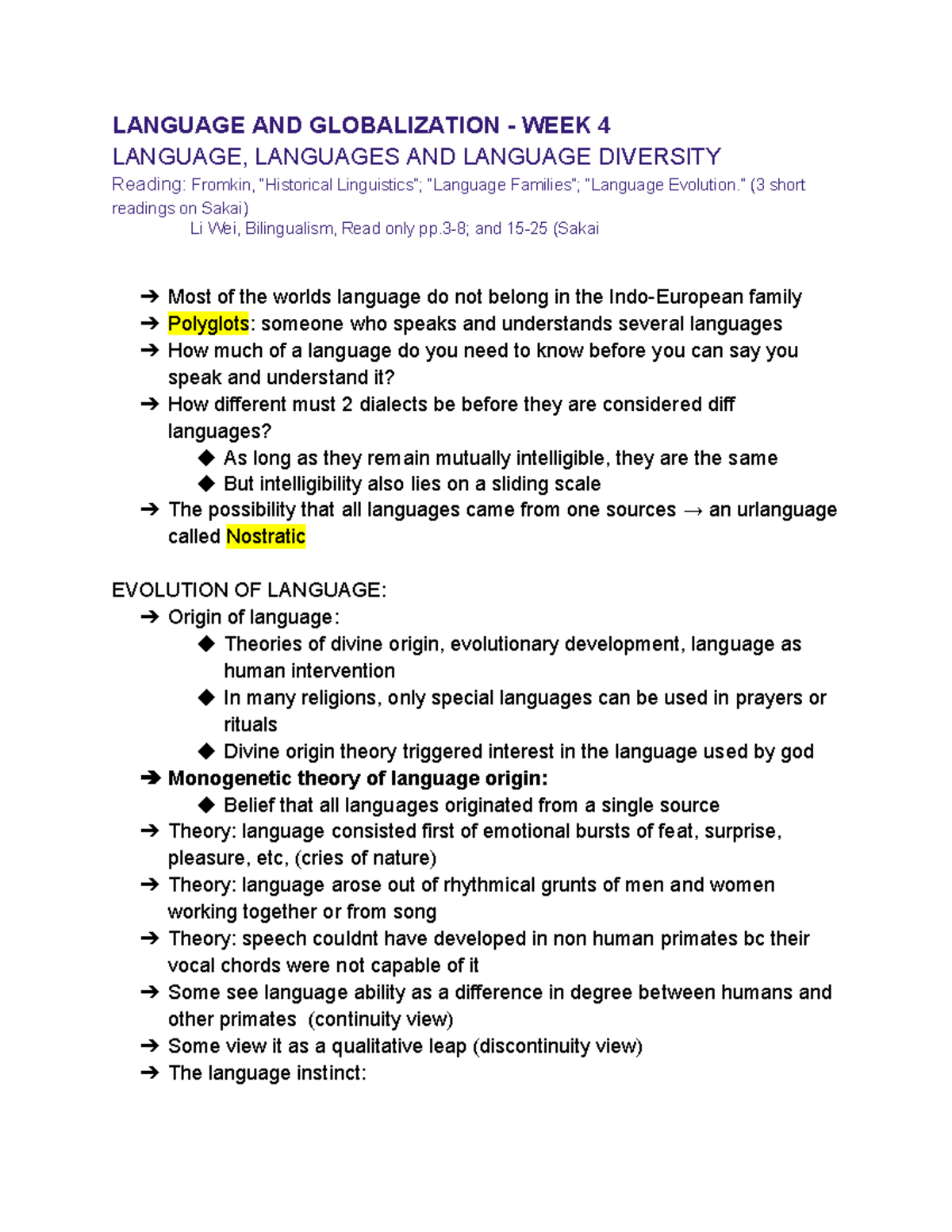 Language and Globalization notes - WEEK 4 - LANGUAGE AND GLOBALIZATION ...