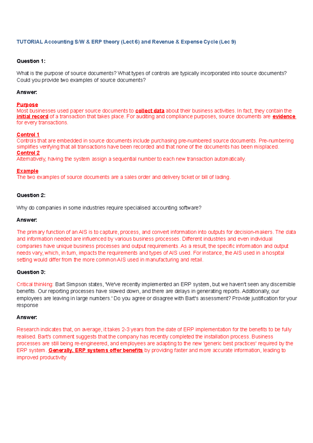 9 Soln Acc Sw theory n Bus Process - TUTORIAL Accounting S/W & ERP ...