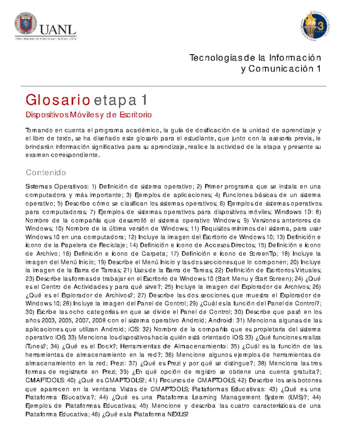 Glosario TIC Etapa 1 - Apoyen - Tec nolog ía s d e la Inform a c ión y Com unic a c ió n 1 Gl o ...